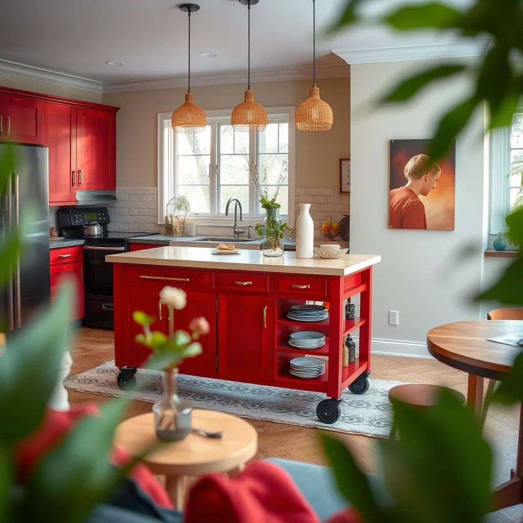 The Allure of Red Kitchen Island Carts in Design