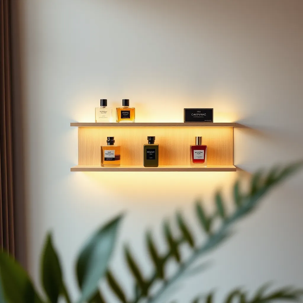 Stylish Floating Shelves for Organizing Perfume